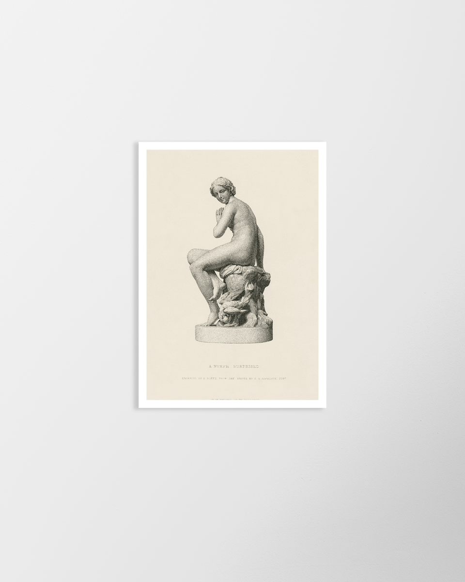 A Nymph Surprised – Vintage Restored Print – Hope and Feathers Framing
